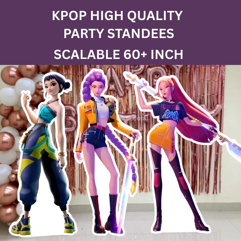 Kpop Demon 3 Hunters Standee Cut Outs Printable , DIY Party Paper Prop ...