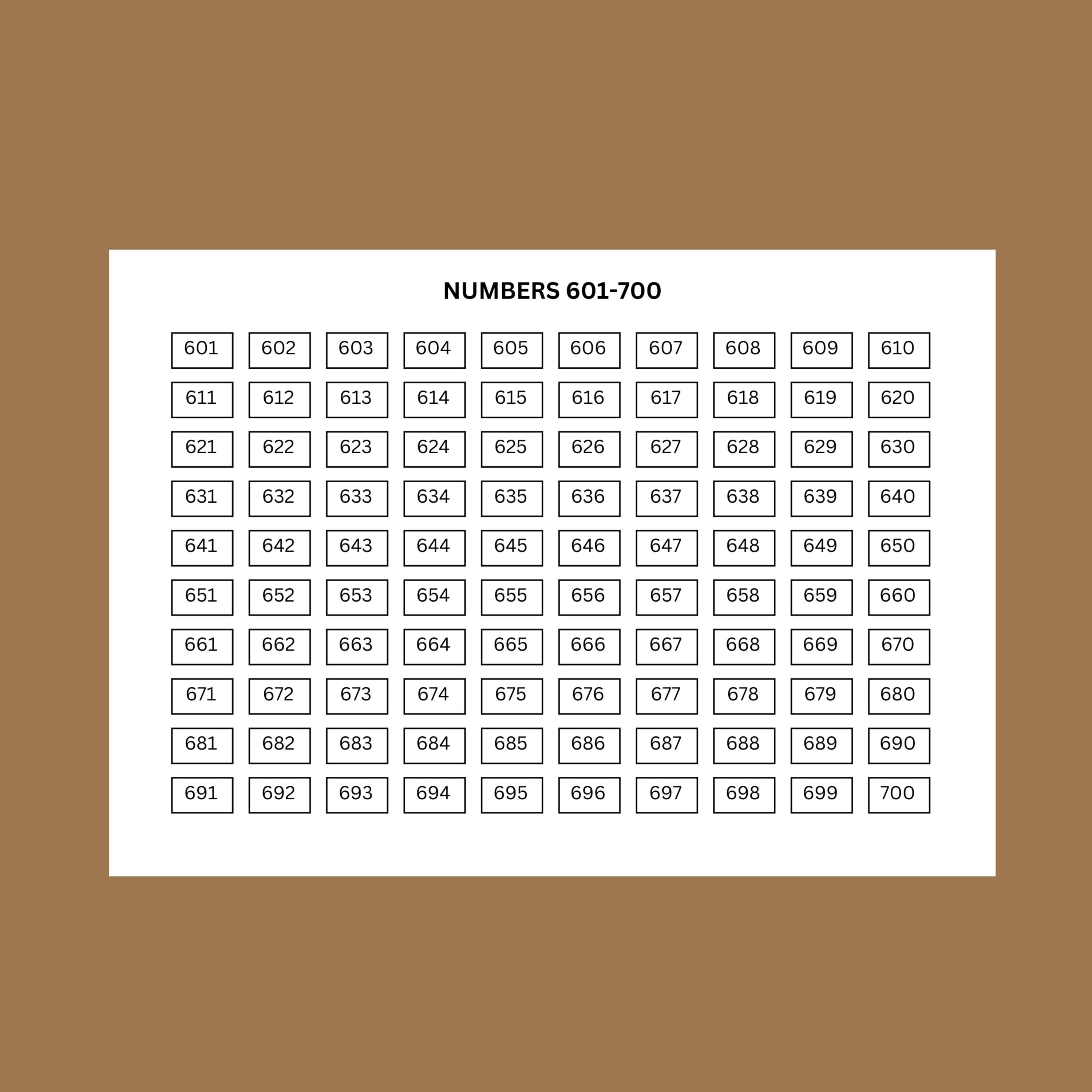 Number Charts 1-1000 | Numbers 1-1000 Printable | Numbers and Counting ...
