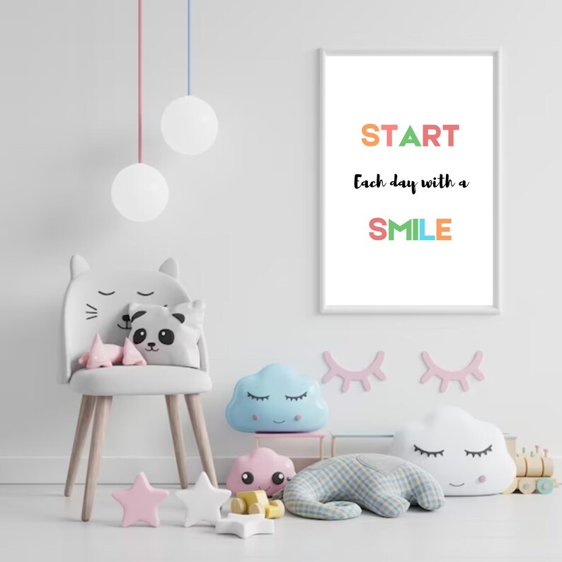 Start Each Day With a Smile Poster Print Quote, Positive Affirmation ...