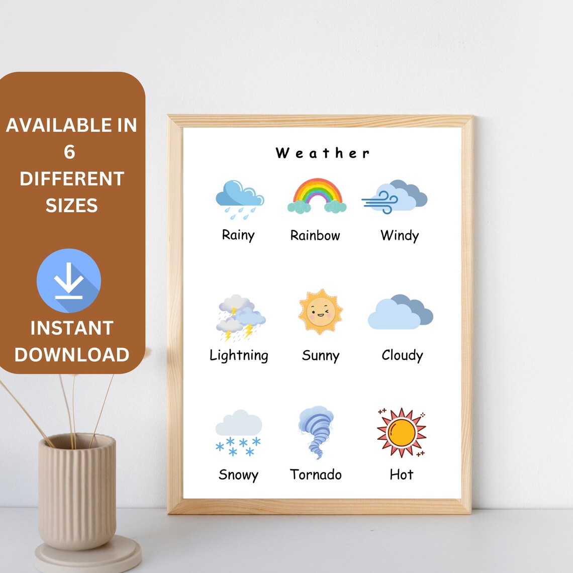 Weather Poster, Weather Chart, Kids Wall Decor, Educational Print ...