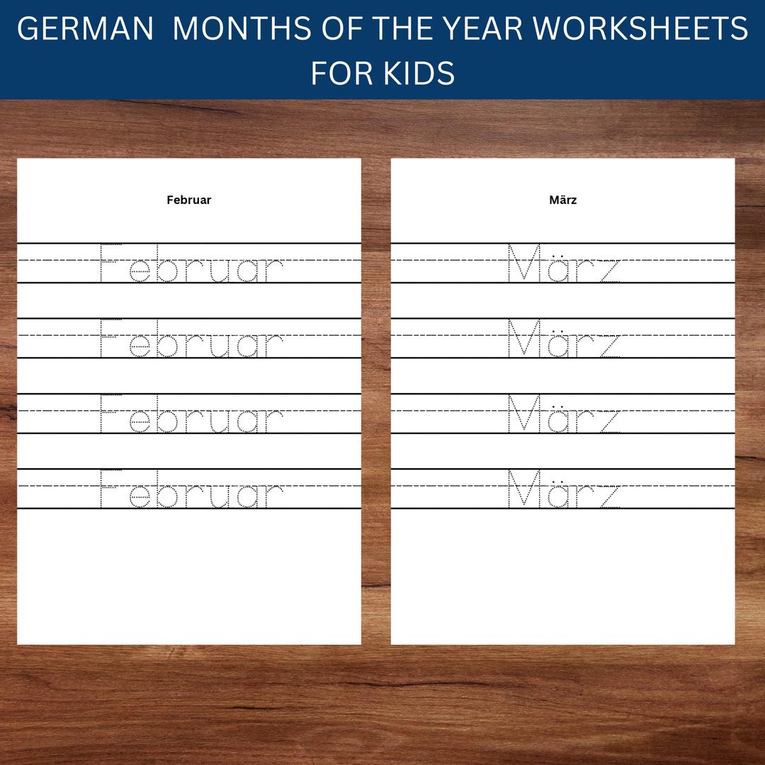 German Months of the Year Tracing Worksheet Printable Handwriting ...