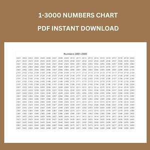 Numbers 1-3000 Chart | Math Printable (PDF Download) - Etsy
