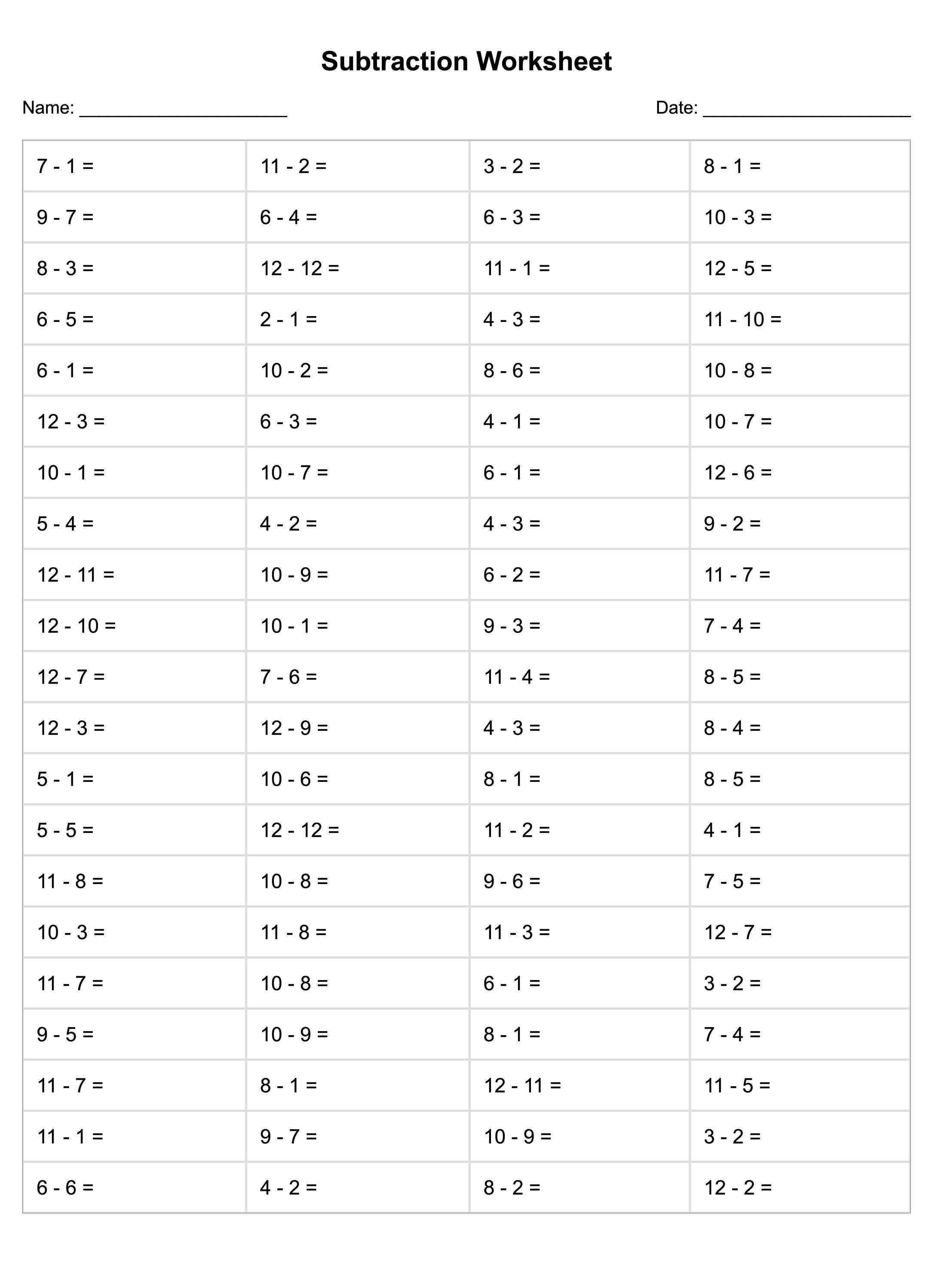 100 Printable Addition Multiplication Subtraction Division Worksheet ...