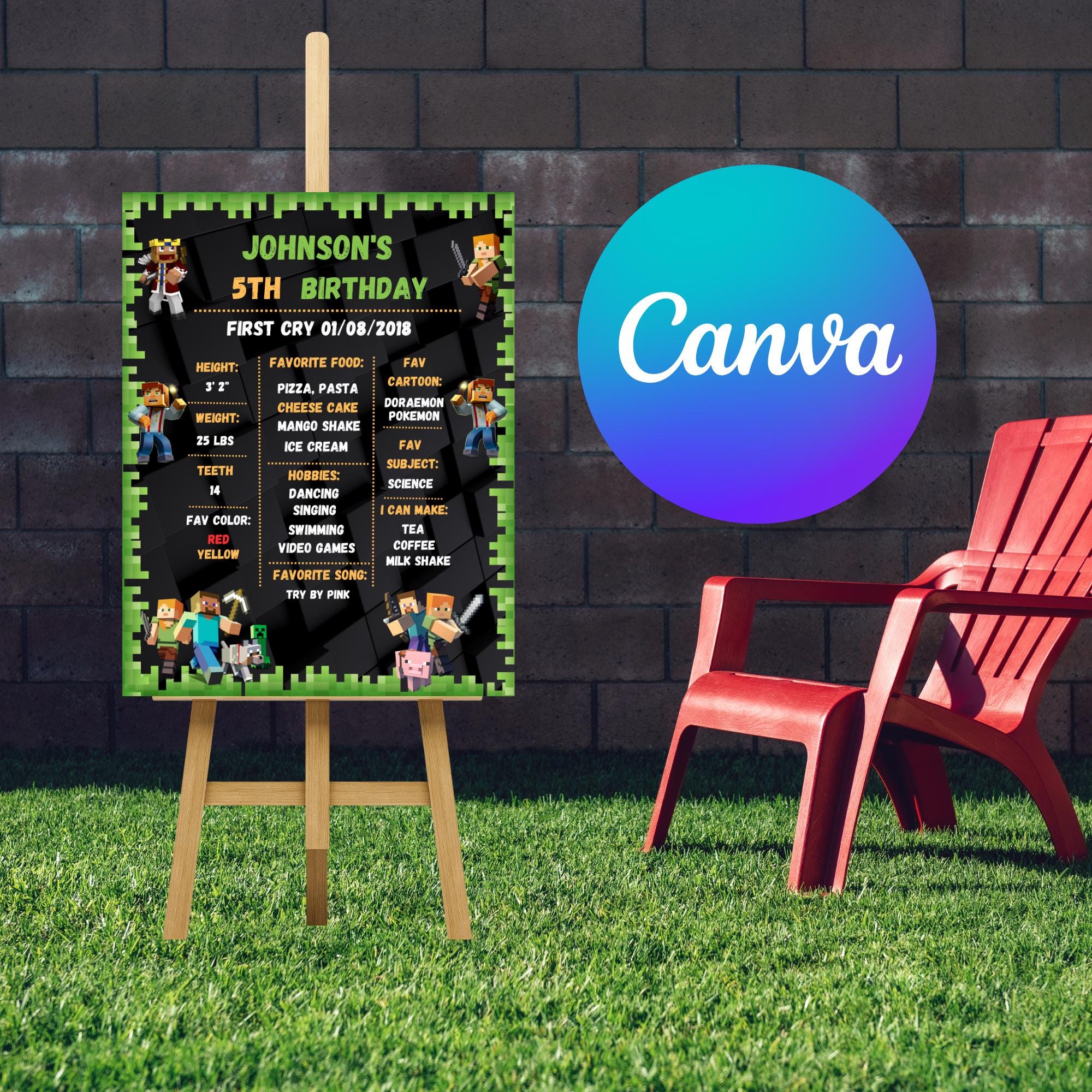 Editable Mine Theme Milestone Board Birthday Template Poster Banner ...