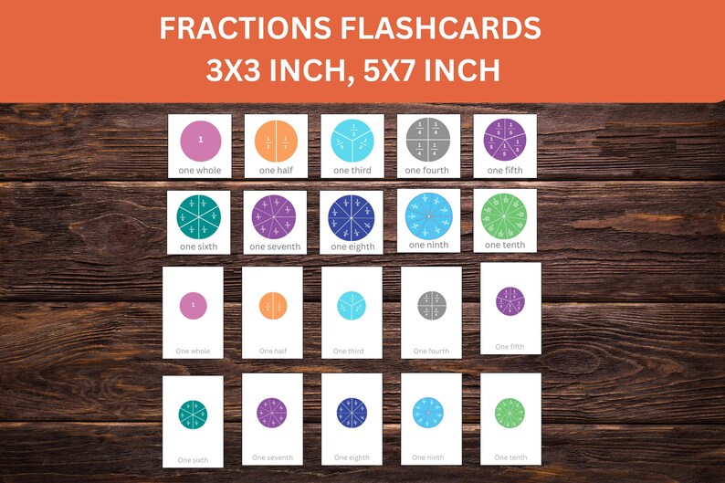 Fractions Flashcards, Math Flashcards Education, Homeschooling ...