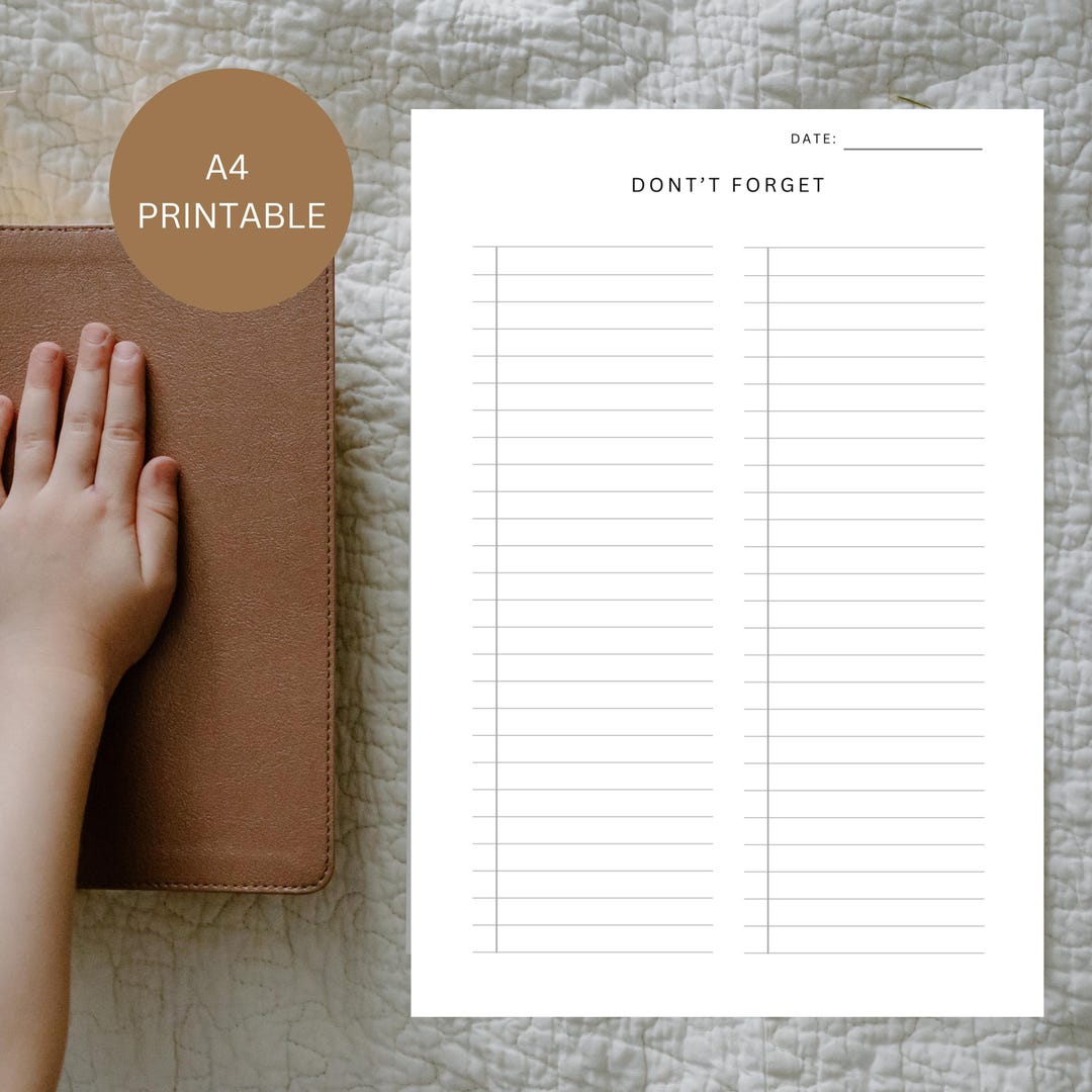 Printable Don't Forget to Do List - Family & Work, Wedding, Cleaning ...