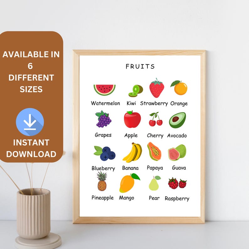 Printable Vegetables and Fruits Educational Posters, Classroom Decor ...