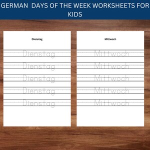 German Days of the Week Tracing Worksheets / Tracing Printable for Pre ...