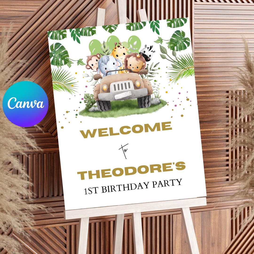 Editable Wild One Welcome Sign Birthday Banner Template Chalkboard ...