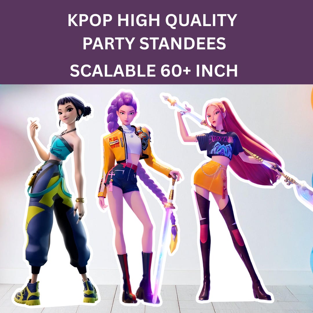 Kpop Demon 3 Hunters Standee Cut Outs Printable , DIY Party Paper Prop ...