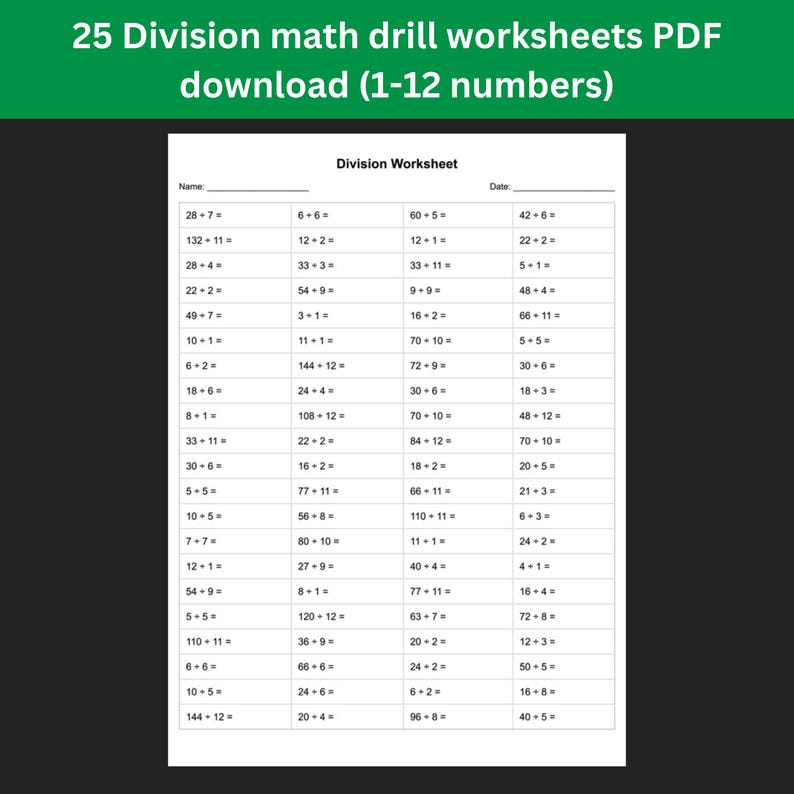 25 Printable Division Worksheets PDF Download, Fill in the Blanks ...