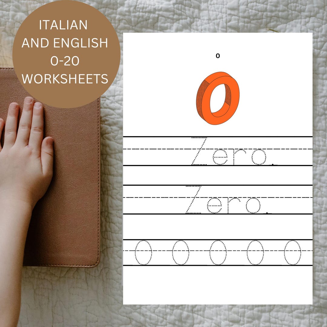 0-20 Number Tracing Worksheets Bilingual English and Italian Traceable ...