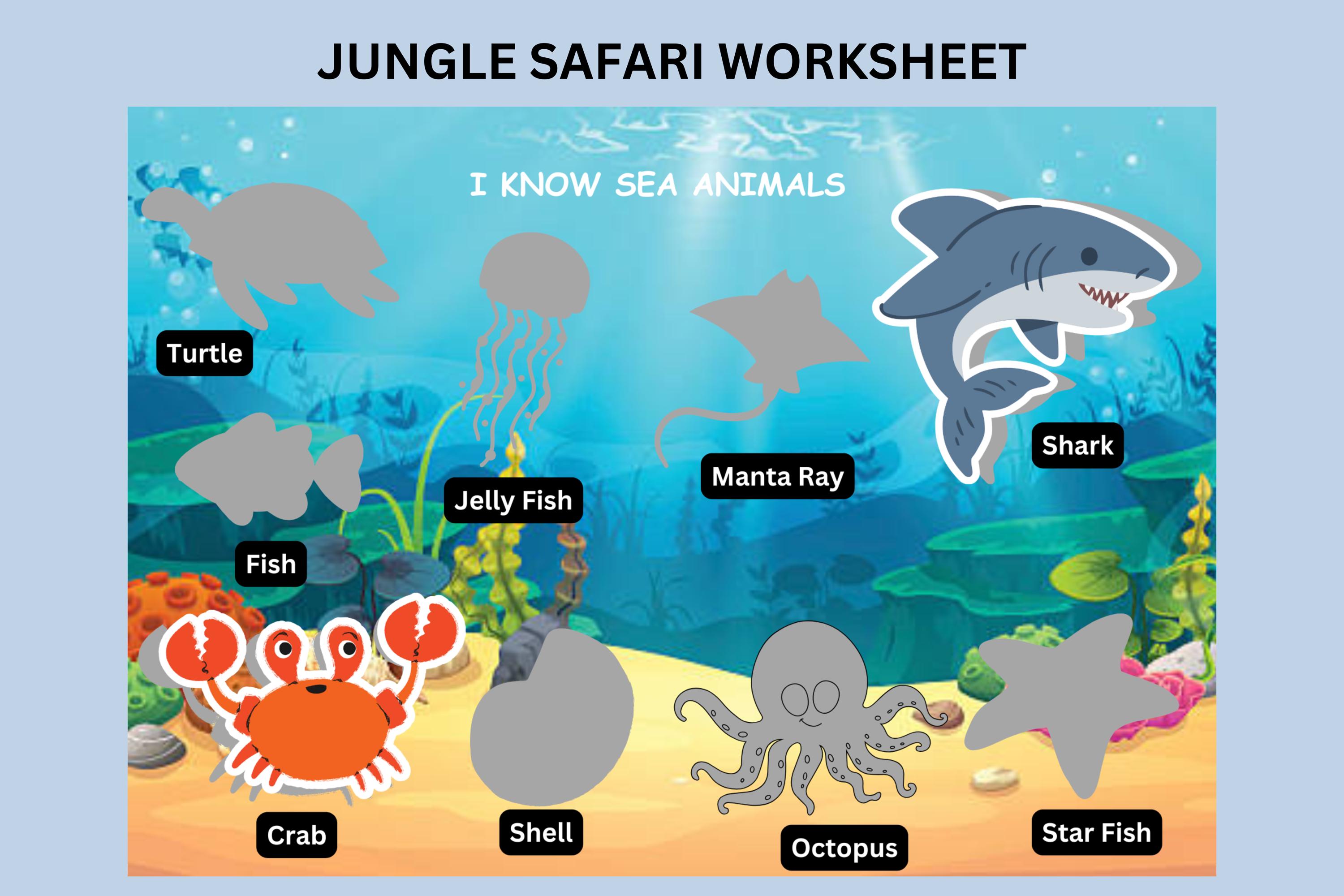 Sea Animals Worksheet, Toddler Activity, Homeschool Printables ...