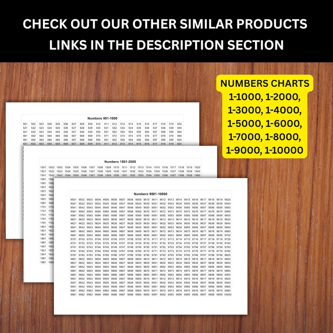 Numbers 1-3000 Chart | Math Printable (PDF Download) - Etsy