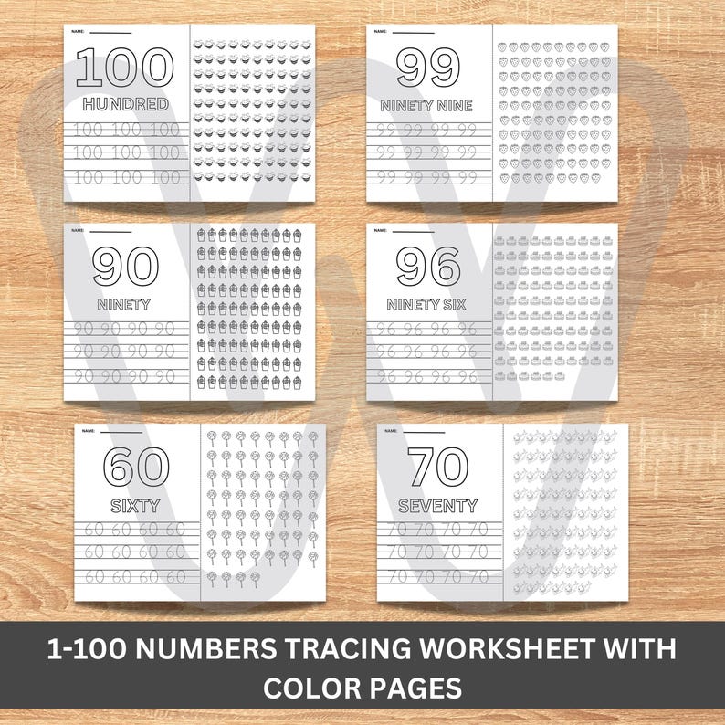 1-100 Numbers Writing Tracing Worksheets, Traceable Numbers, Preschool ...