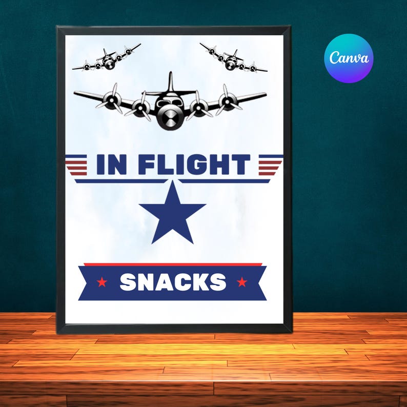 Fighter Pilot Party Table Signs, Military Jet Theme (canva Editable ...
