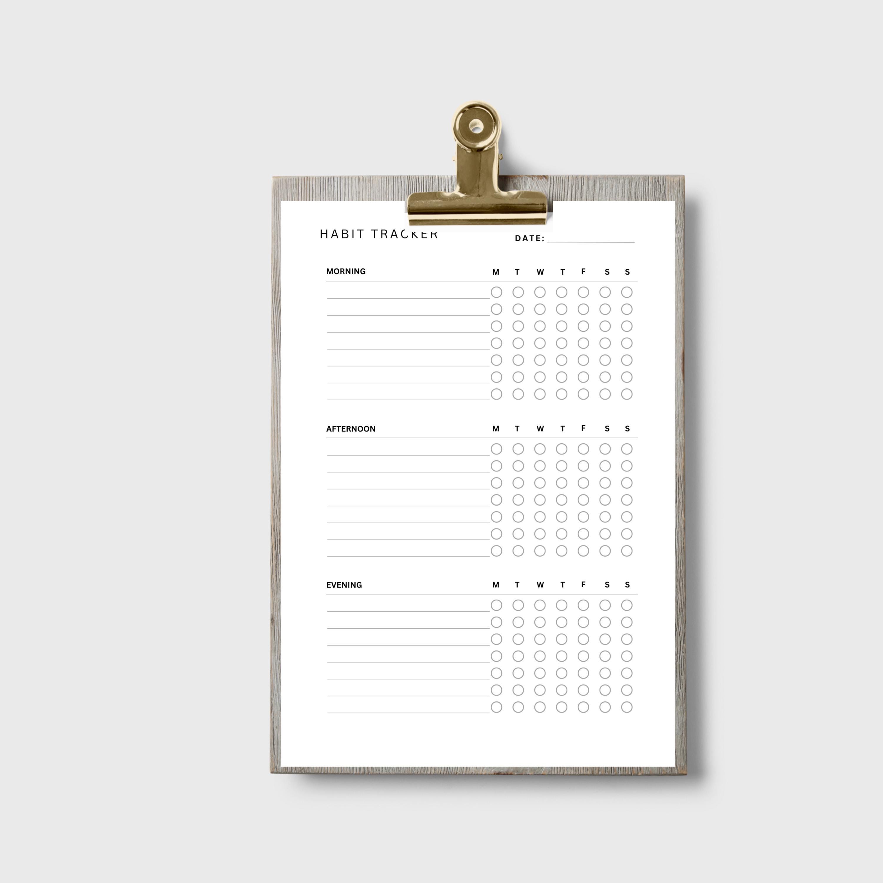 Printable Daily Habit Tracker Fillable, Daily Routine Planner, Monthly ...