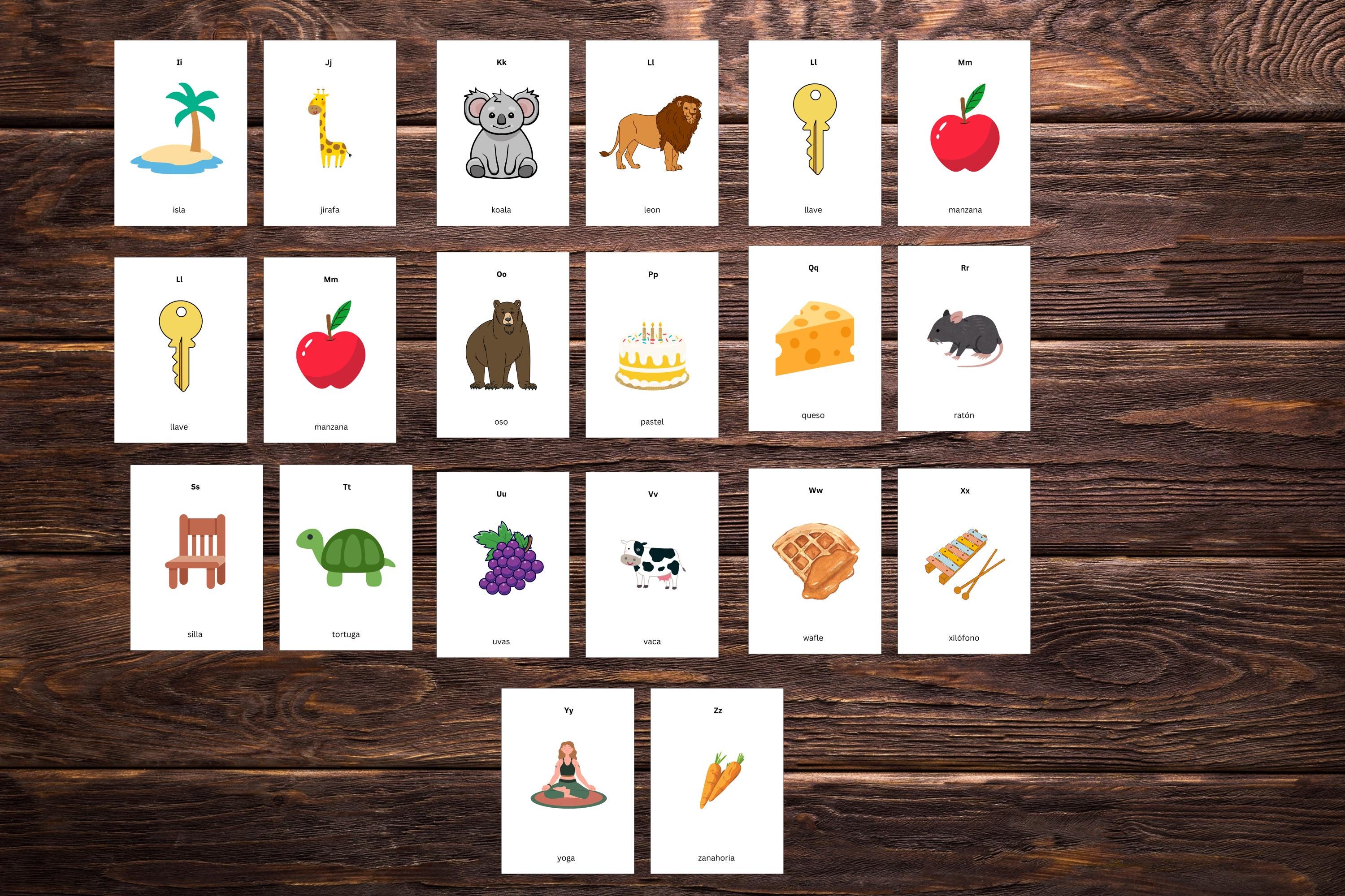 Spanish Alphabets Flashcards A-Z Printable Instant Download - Etsy