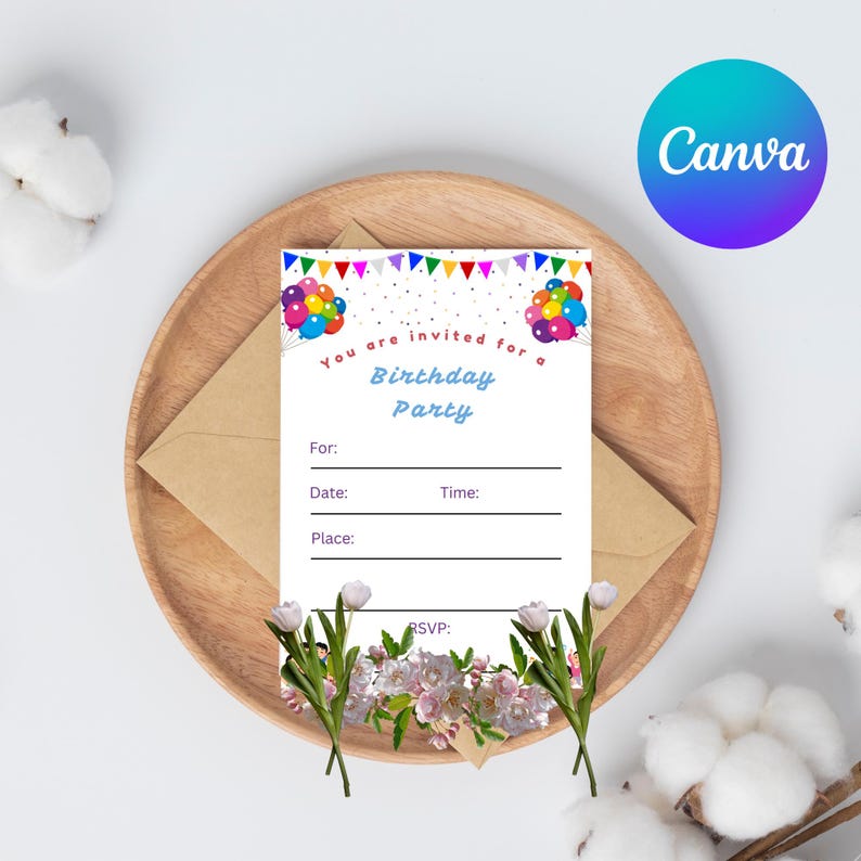 Blank Birthday Invitation Template PDF Instant Download Fill in Blank ...