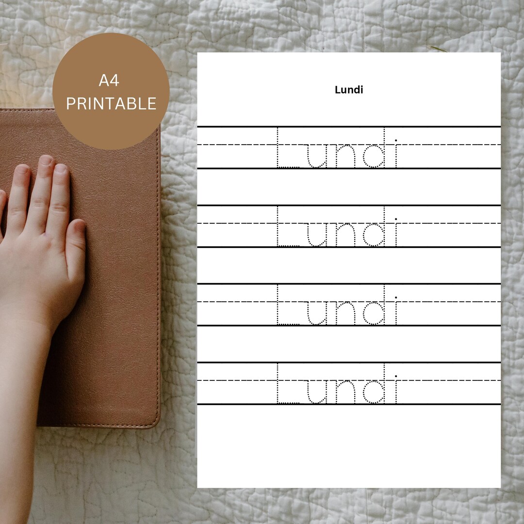 French Days of the Week Tracing Worksheets / Tracing Printable for Pre ...