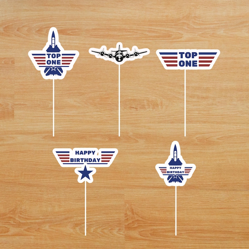 Fighter Jet Pilot Top One Birthday Cake Toppers PDF Instant Download - Etsy