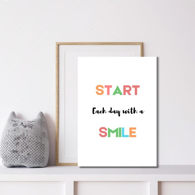 Start Each Day With a Smile Poster Print Quote, Positive Affirmation ...