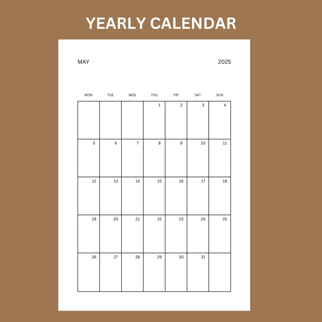 2025 Monthly Calendar Printable & Fillable, Year Calendar Template ...