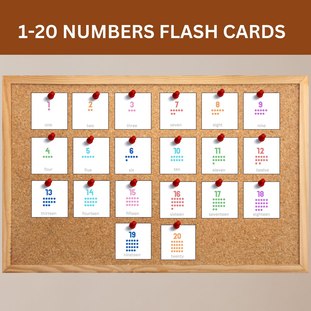 Count to 20 Flashcards, 1-20 Numbers Flashcards With Dots Counting ...