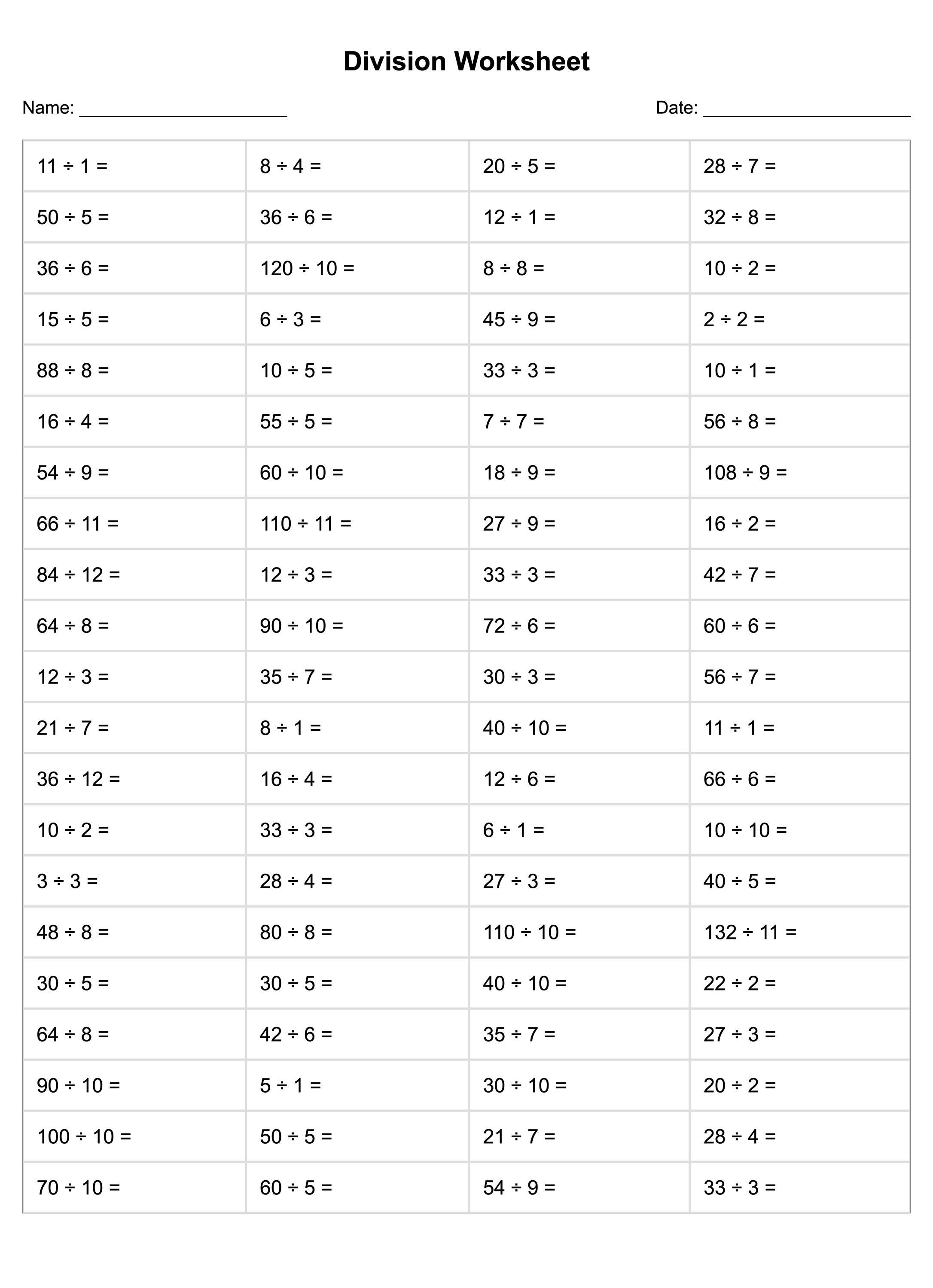 25 Printable Division Worksheets PDF Download, Fill in the Blanks ...
