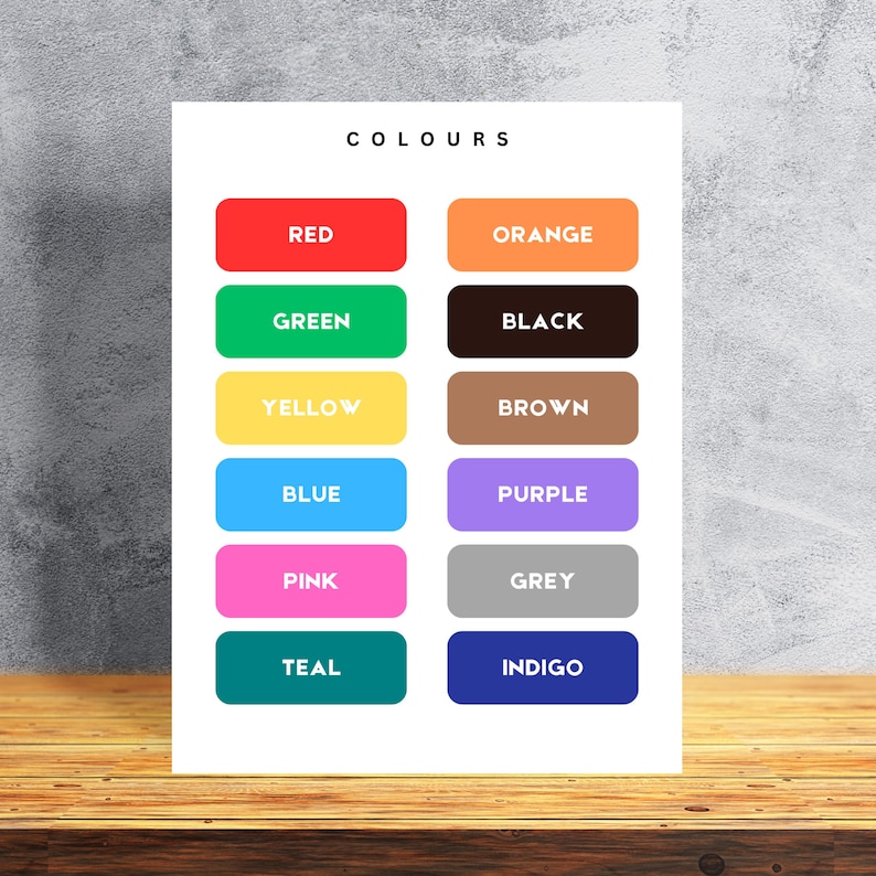 Colors Poster, Classroom Decor, Educational Poster, Colours Educational ...