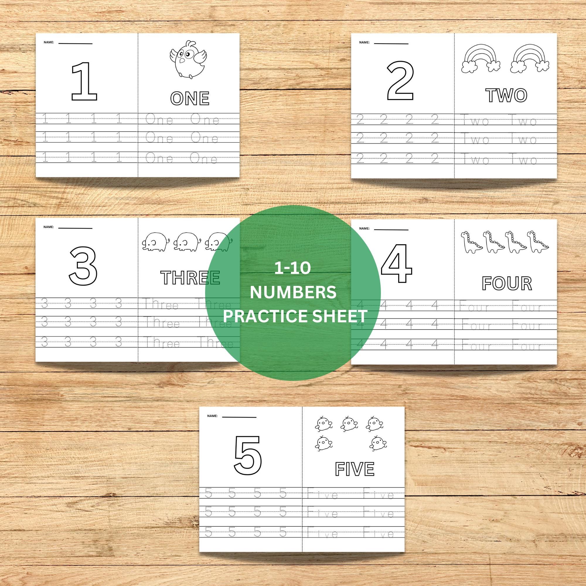 Number Tracing Worksheets and Color Pages Bundle, Traceable Preschool 0 ...