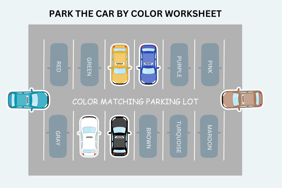 Toddler Busy Book Page, Parking Lot Color Matching, Things That Go ...