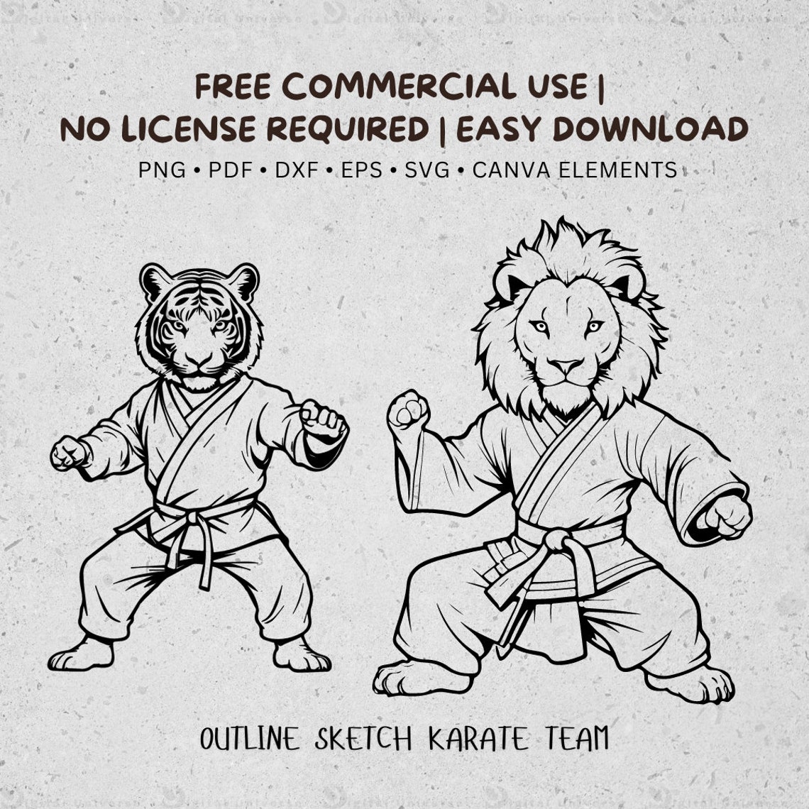 Cool EDITABLE ANIMAL KARATE Outline Digital Drawing | 300dpi-png Svg ...