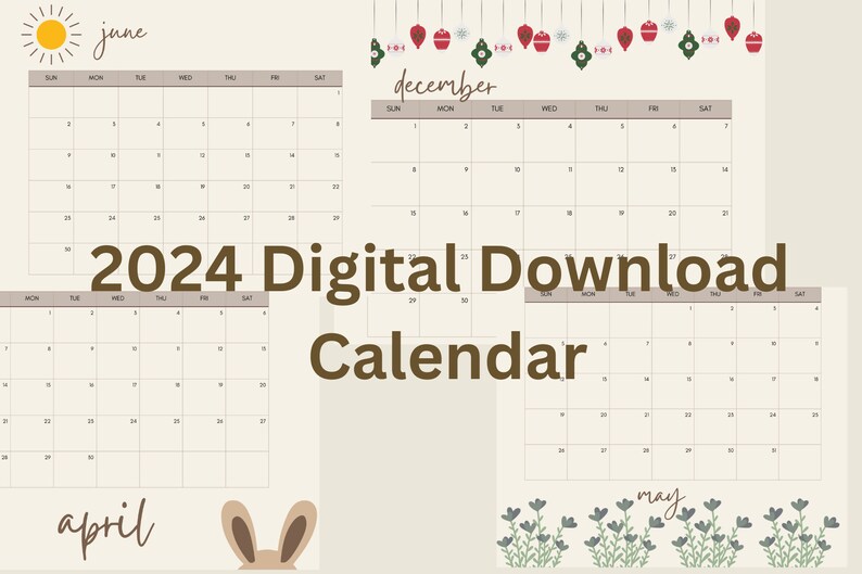 2024 Calendar, Neutral 2024 Calendar Digital Download - Etsy