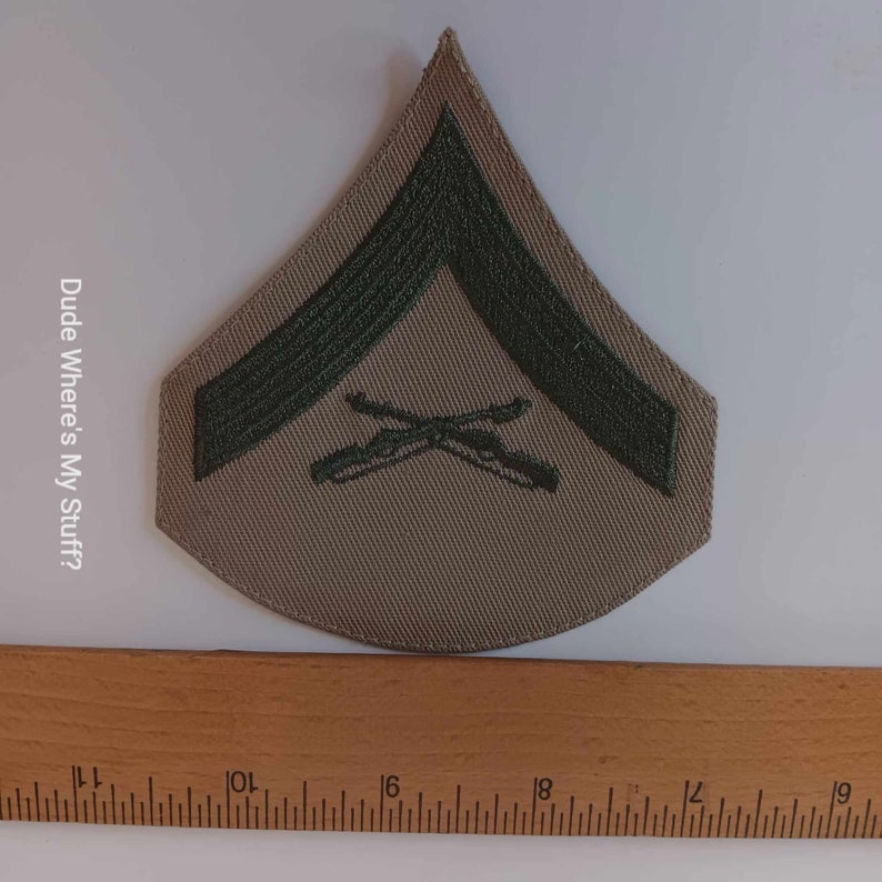 USMC INSIGNIA - US Marine Corps Green on Khaki - Lance Corporal Rank ...