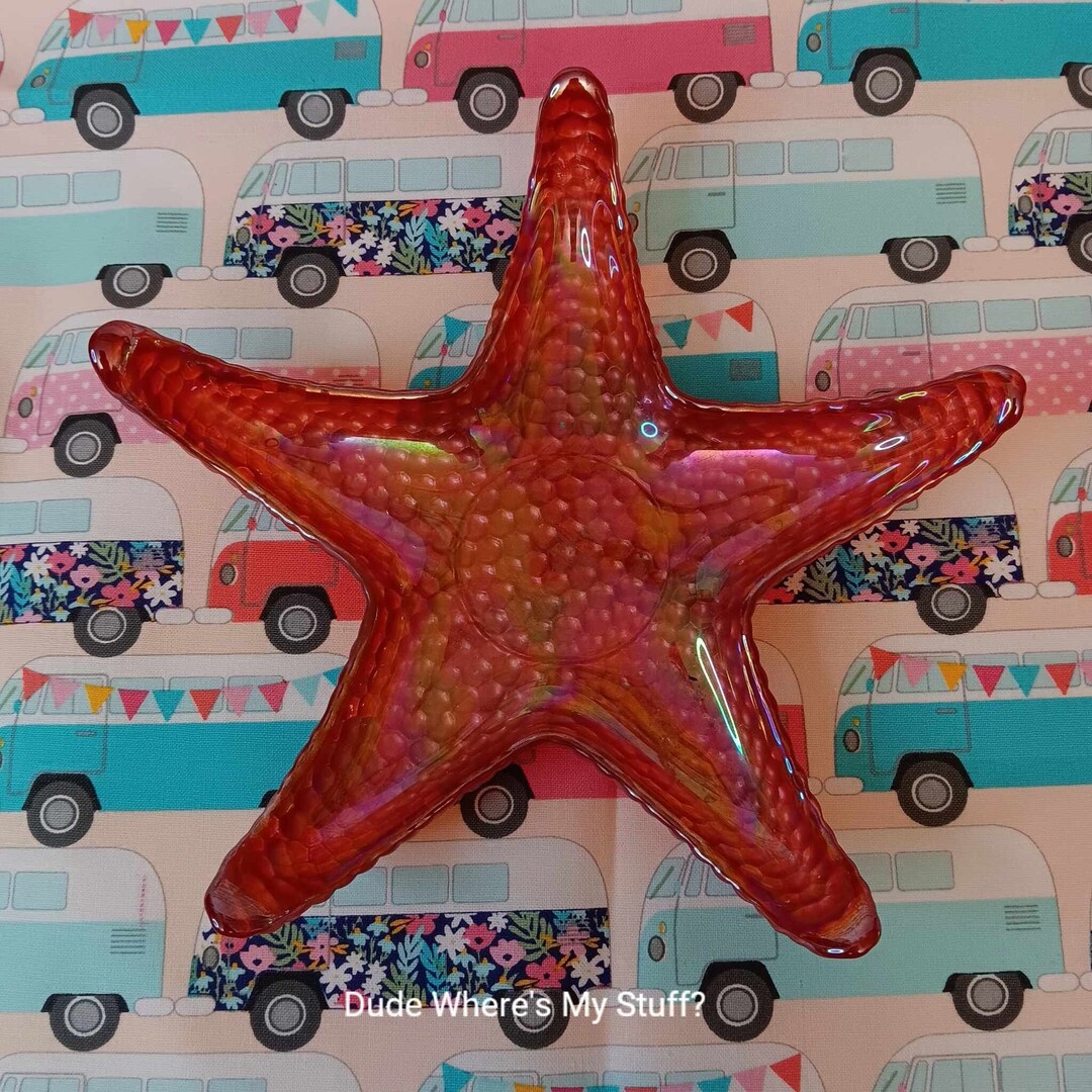 Akam Glass Salmon Color Starfish Trinket or Coin Textured Iridescent ...