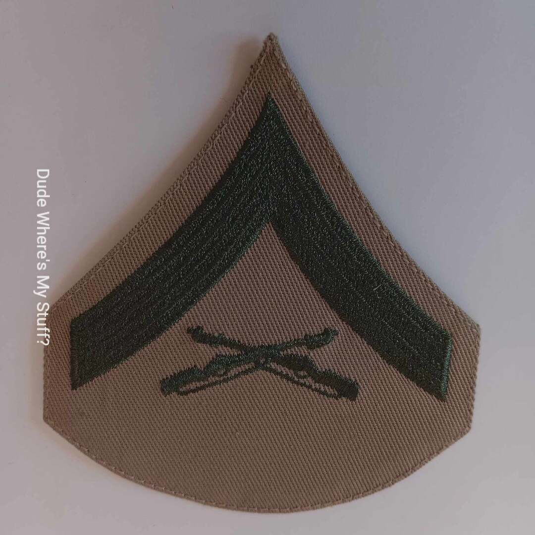 USMC INSIGNIA - US Marine Corps Green on Khaki - Lance Corporal Rank ...
