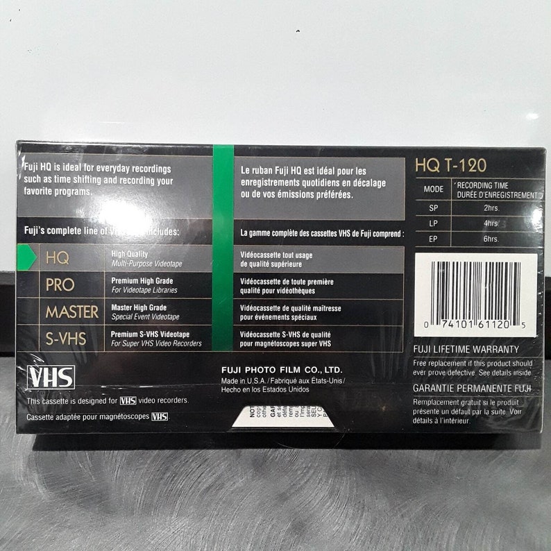 FUJI VHS HQ120 High Quality - T-120 Blank Videotape - High Quality ...