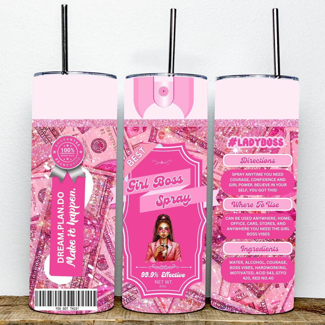 Girl Boss Glitter Spray Can Tumbler Glam Lady Boss Travel Coffee Mug Be