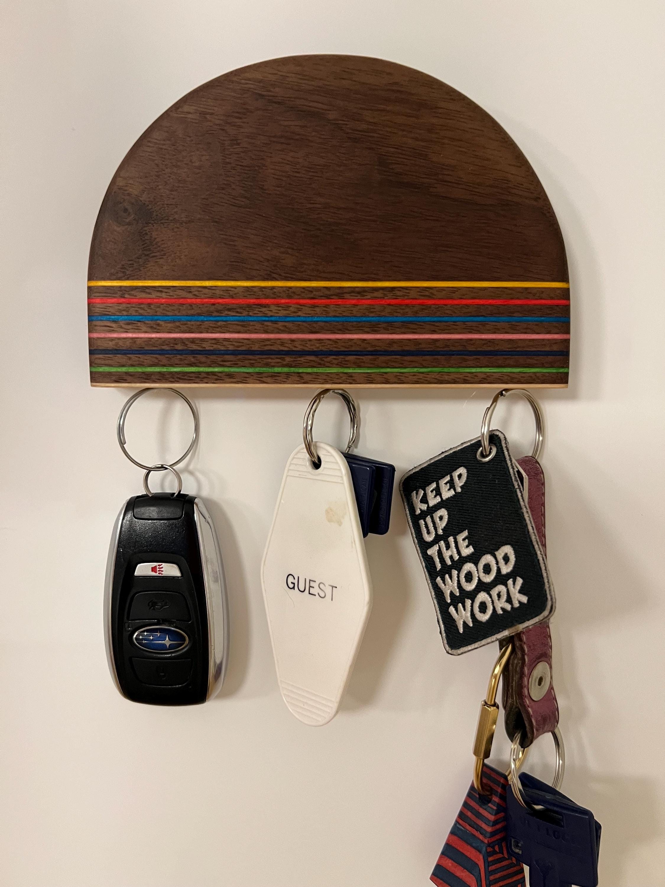Walnut Key Holder | Wood Key Tray | Key Hook - Etsy