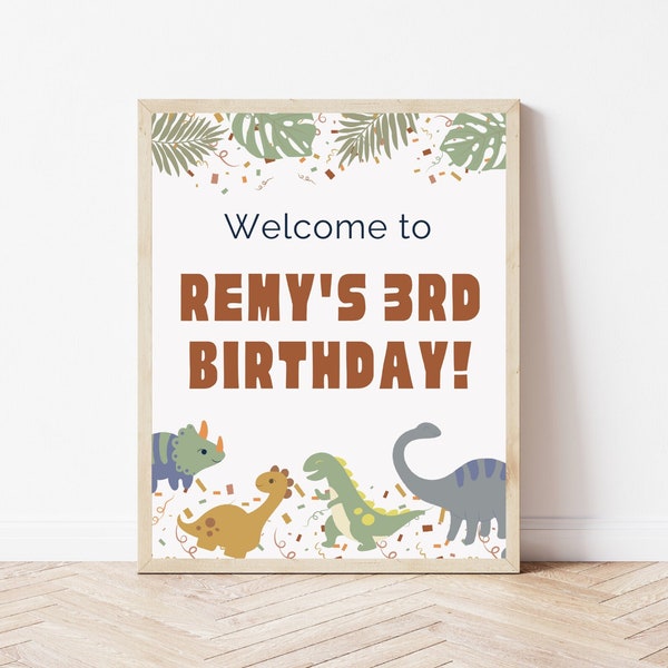 Three Rex Party Sign - Etsy
