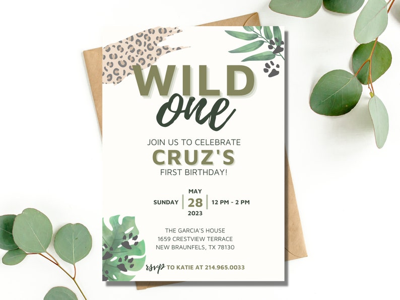 Wild One Birthday Invite Boy Wild One Safari Invite Boy Wild - Etsy