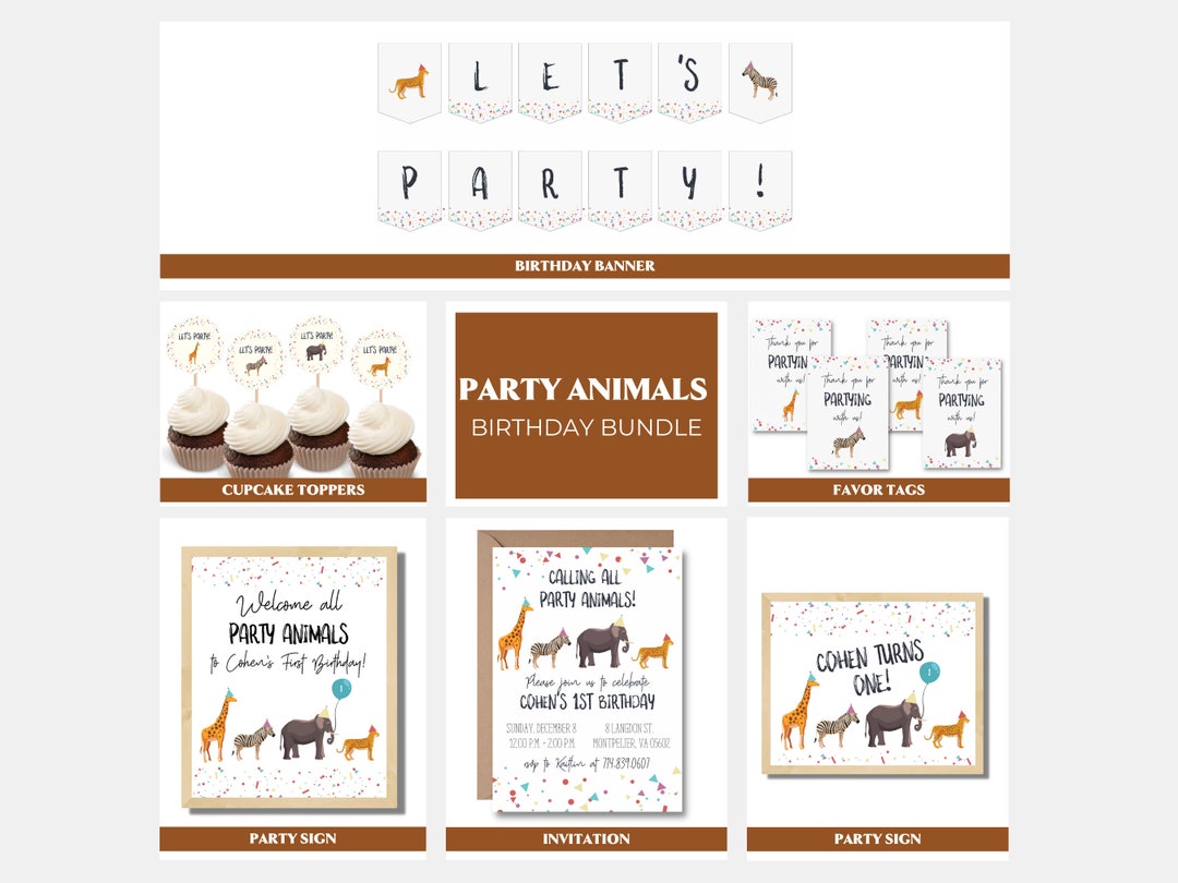 Editable Party Animal Birthday Invitation | Party Animal Decor | Party ...