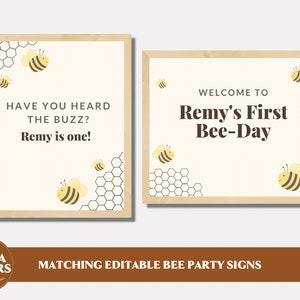 Editable Bee Party Sign Bee Party Welcome Sign 1st Bee Day - Etsy