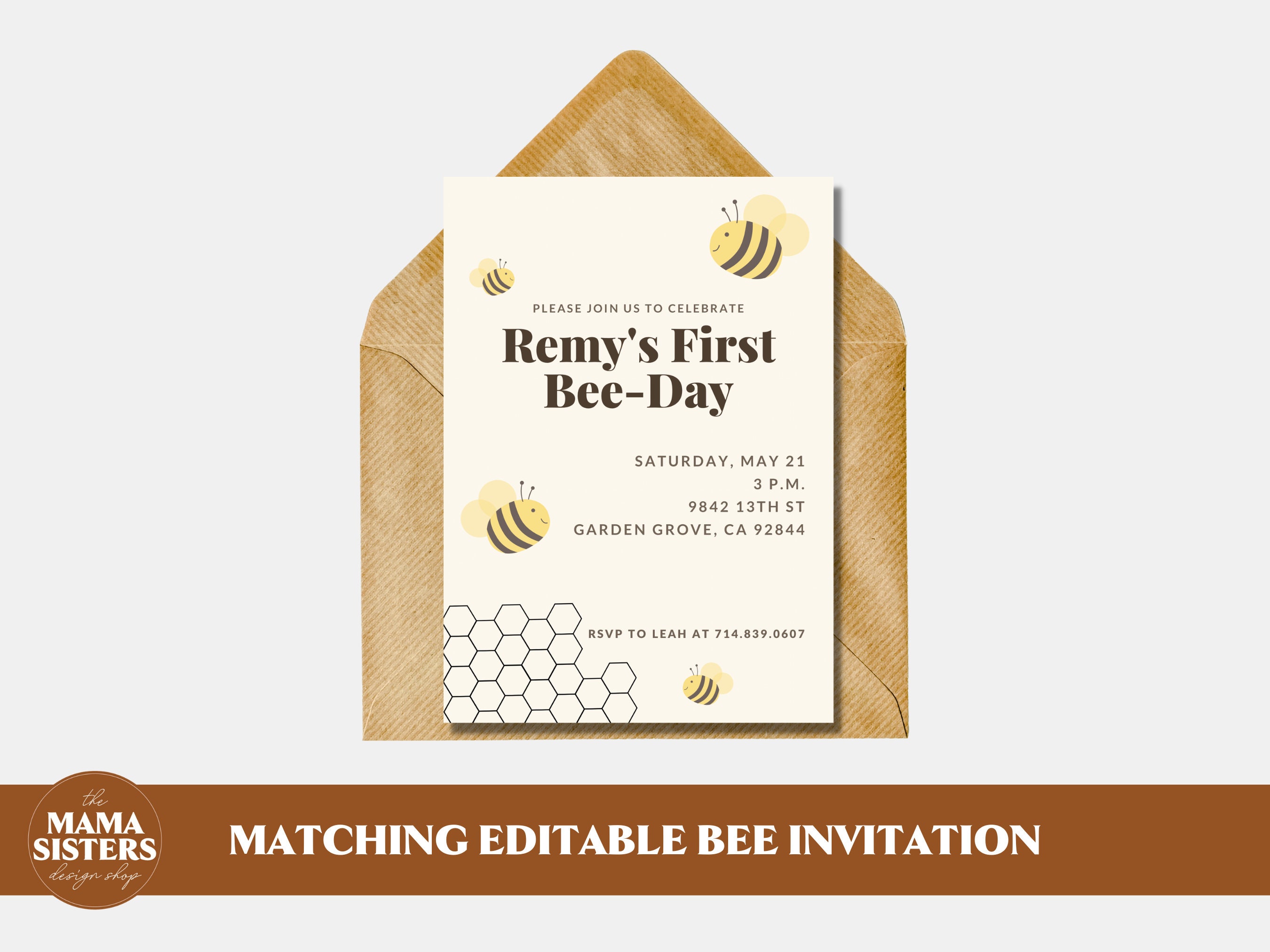 First Bee Birthday Invitation Bee Day Invite First Bee Day - Etsy
