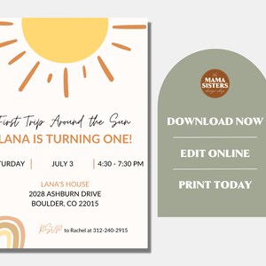 First Trip Around the Sun Invitation, First Trip Around the Sun Invite ...