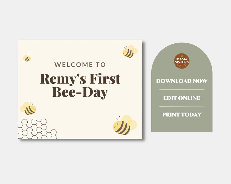 Editable Bee Party Sign Bee Party Welcome Sign 1st Bee Day - Etsy