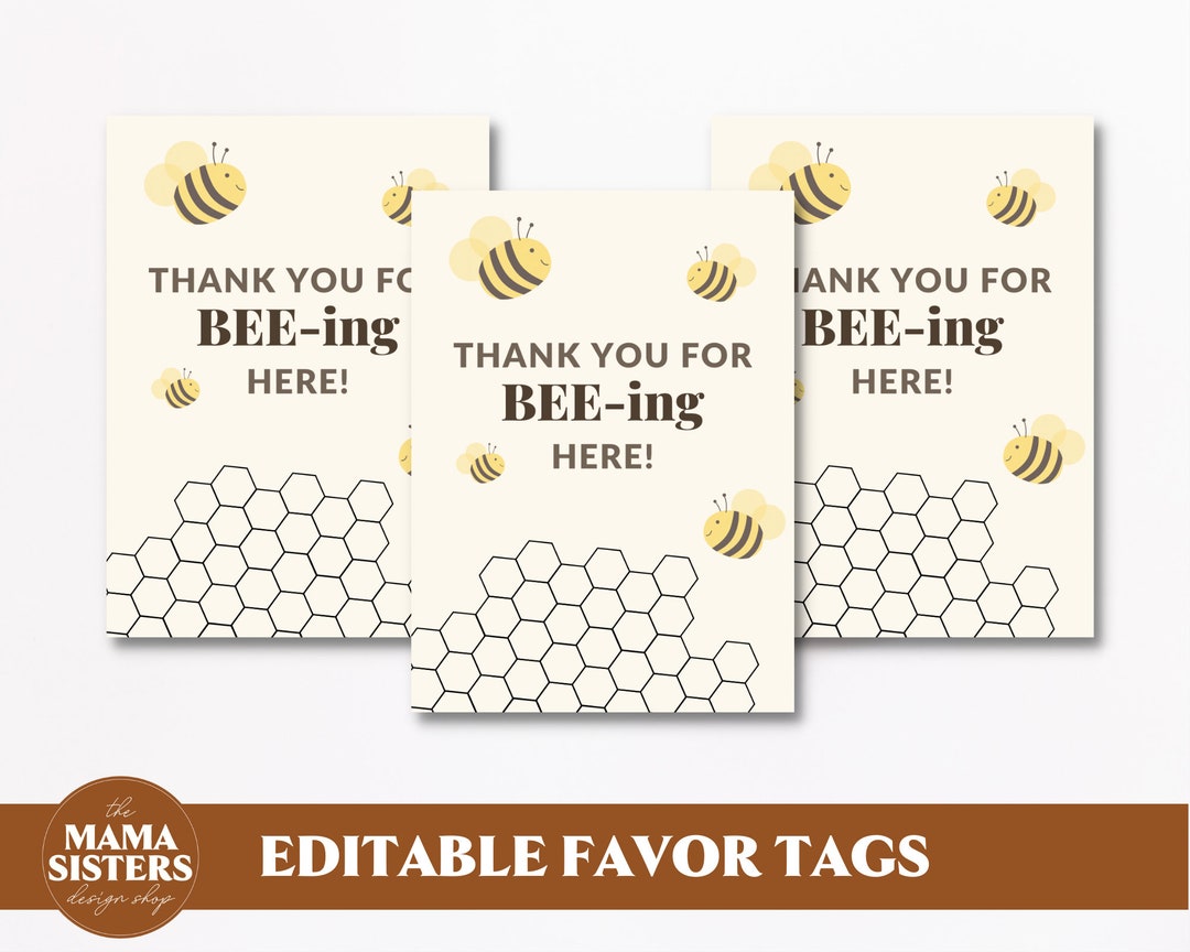 Bee Baby Shower Favor Tag | Bee Baby Shower Thank You Tag | Mama to Bee ...