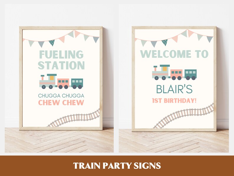 Editable Train Birthday Invitation Pink | Train Party Decor Pink ...
