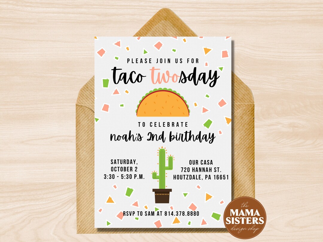 Taco Twosday Invitation | Taco Twosday Birthday Invitation | Taco Party ...